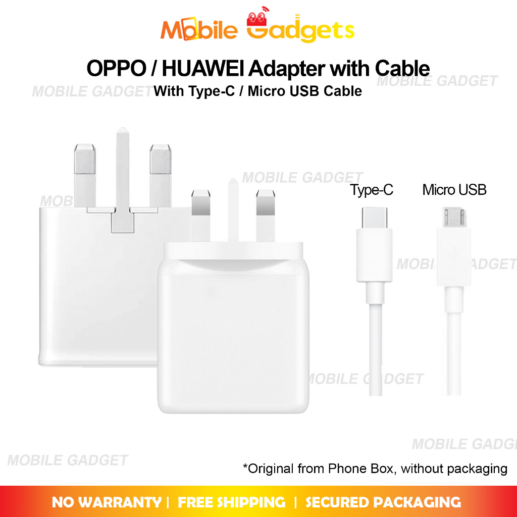 Original OPPO / HUAWEI Adapter with Cable | With Type-C / Micro USB ...