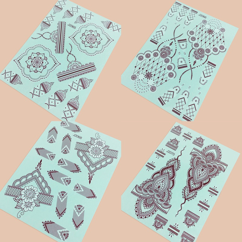 【2023 New Trend】Henna Stickers instant 3D design tatto sticker inai 3D ...