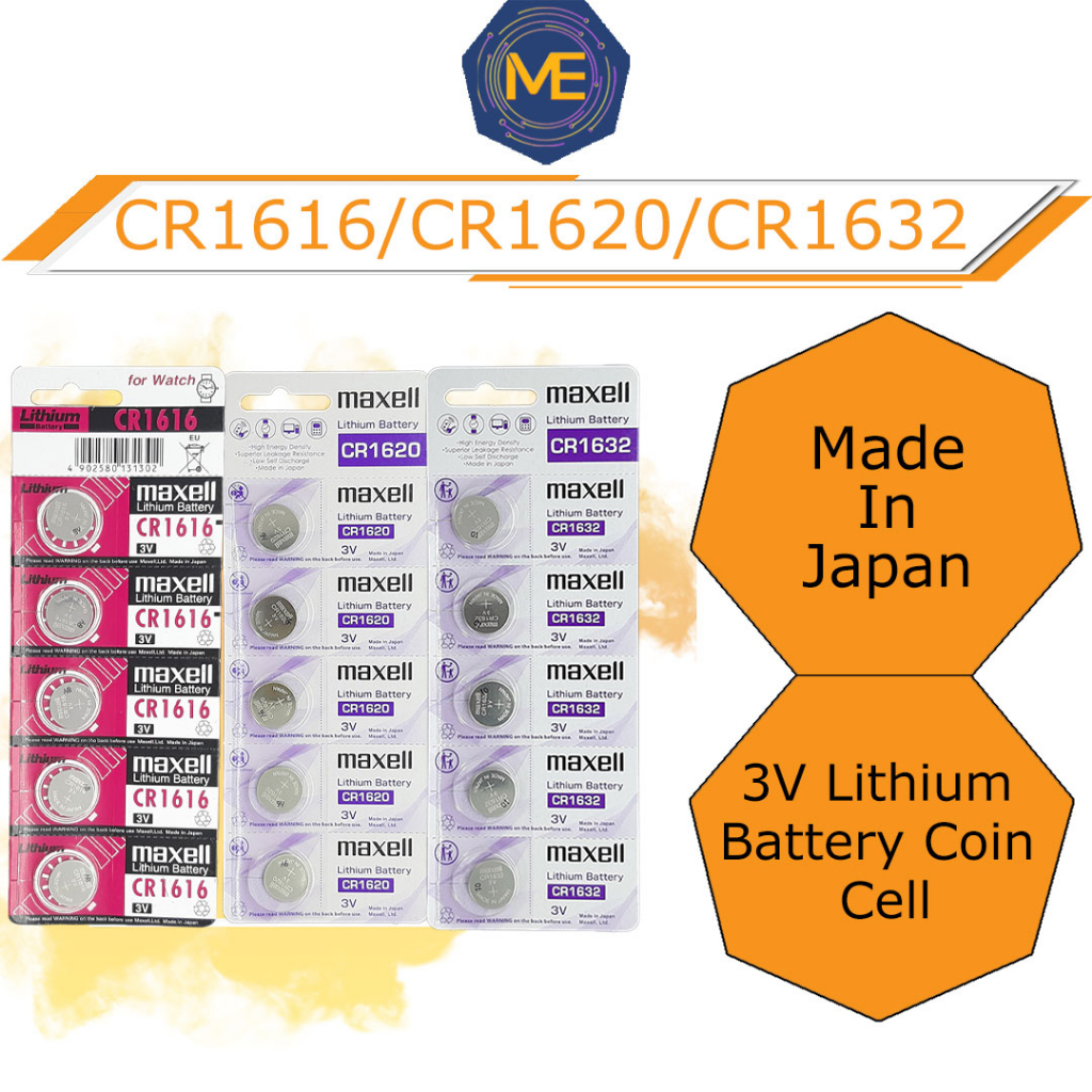 (Original) CR 1616 / CR 1620 / CR1632 Maxell Lithium Battery Coin Cell ( 1pc / 5pcs ) | Shopee ...