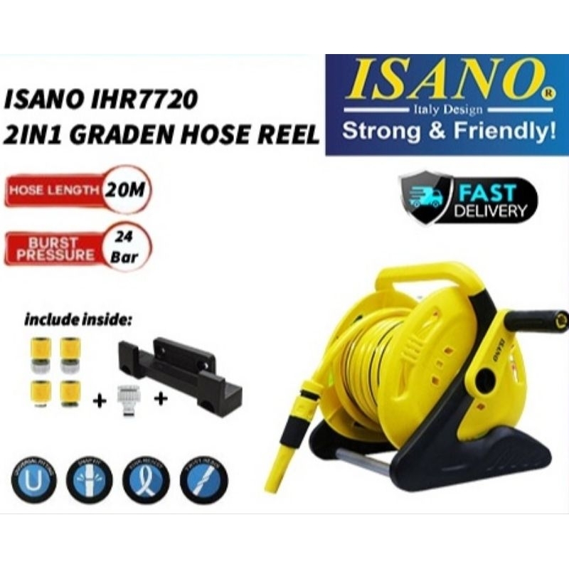 LS GEMILANG NEW MODEL 20 meter WALL MOUNTED ISANO ITALY GARDEN HOSE ...