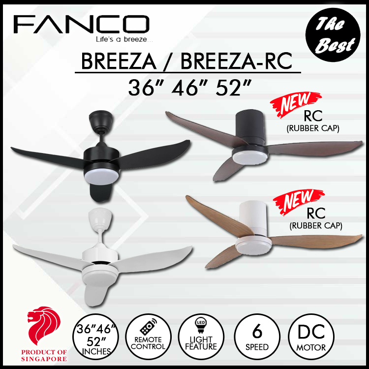 FANCO BREEZA / BREEZA-RC 36 / 46 / 52 INCHES DC MOTOR 3 COLOR LED LIGHT ...