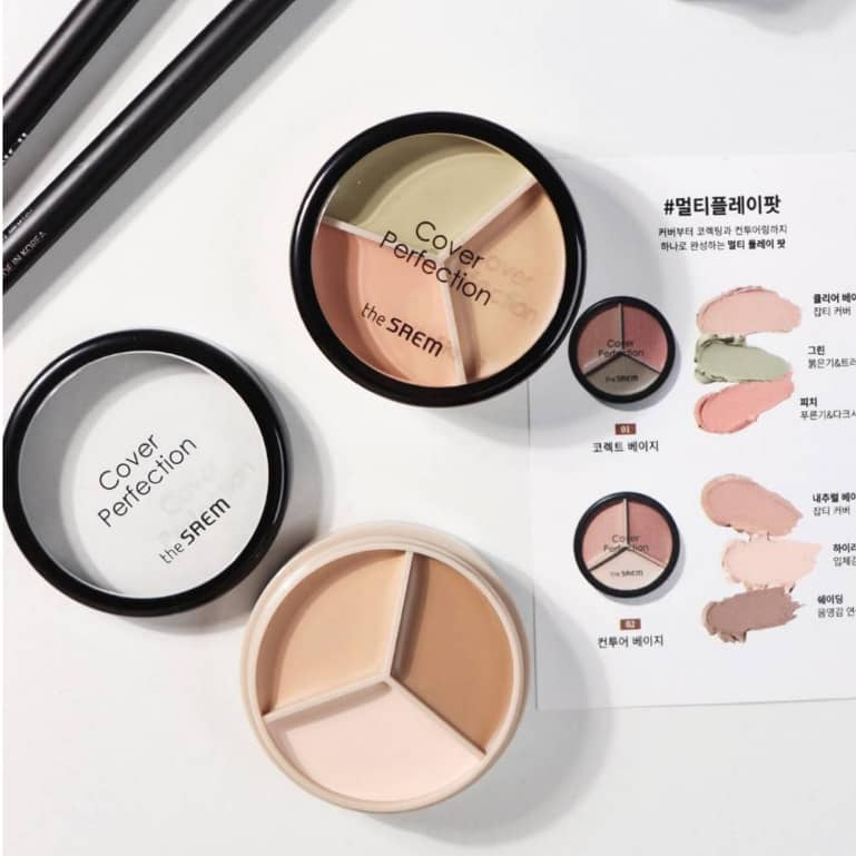 现货！The Saem Cover Perfection Triple Pot Concealer 4.5g*3colors 得鲜 三色遮瑕膏 ...