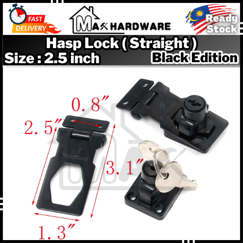 (Black Edition / Silver) Hasp Self Locking Security Hasp Staple 2 Keys ...