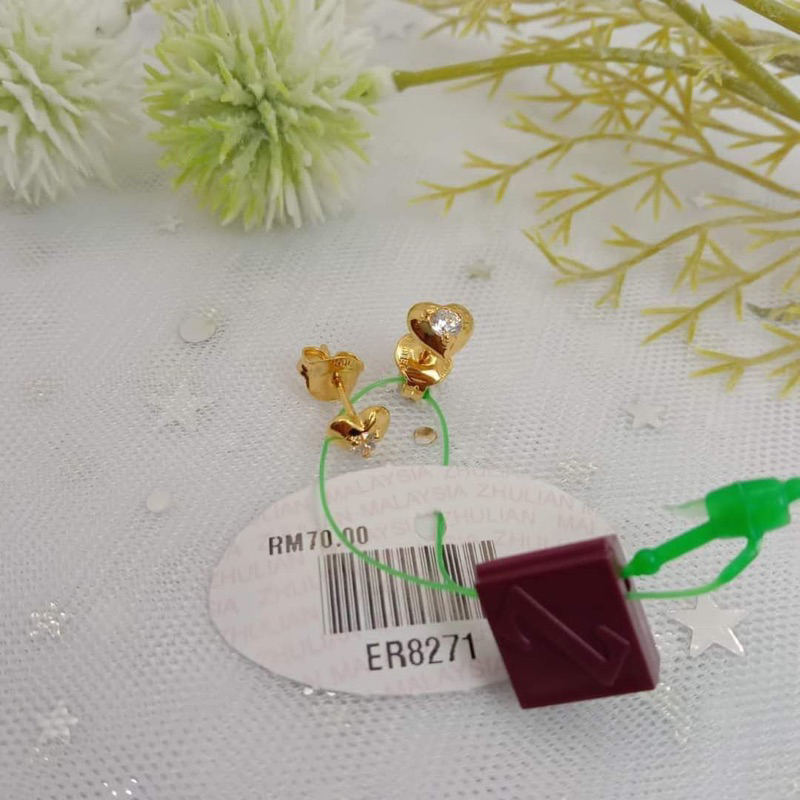🔥🔥SUBANG PAKU LOVE EMAS GOLD EARRINGS LOVE EMAS EMAS SADUR ZHULIAN ...