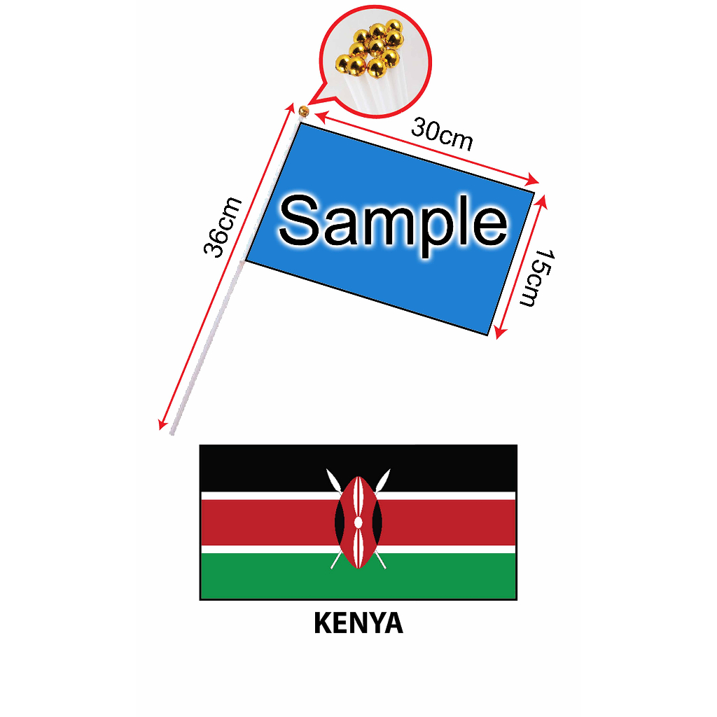 Kenya Hand Flag With Stick (15x30cm)/ Bendera Tangan Dunia Kenya ...