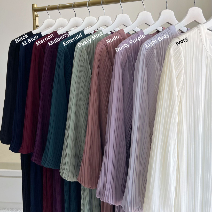 CassaFashion Muslimah Moden Exclusive Ironless Pleated Chiffon Jubah ...