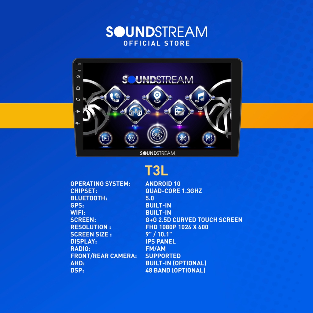 SOUNDSTREAM T3L Android 10 Car Player - 9"/10" QLED (1+32GB) | Shopee ...