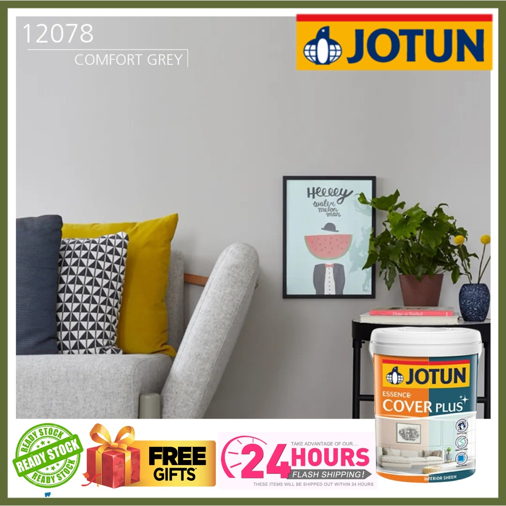 JOTUN 15L 12078 COMFORT GREY ESSENCE COVER PLUS SHEEN & MATT/INTERIOR ...