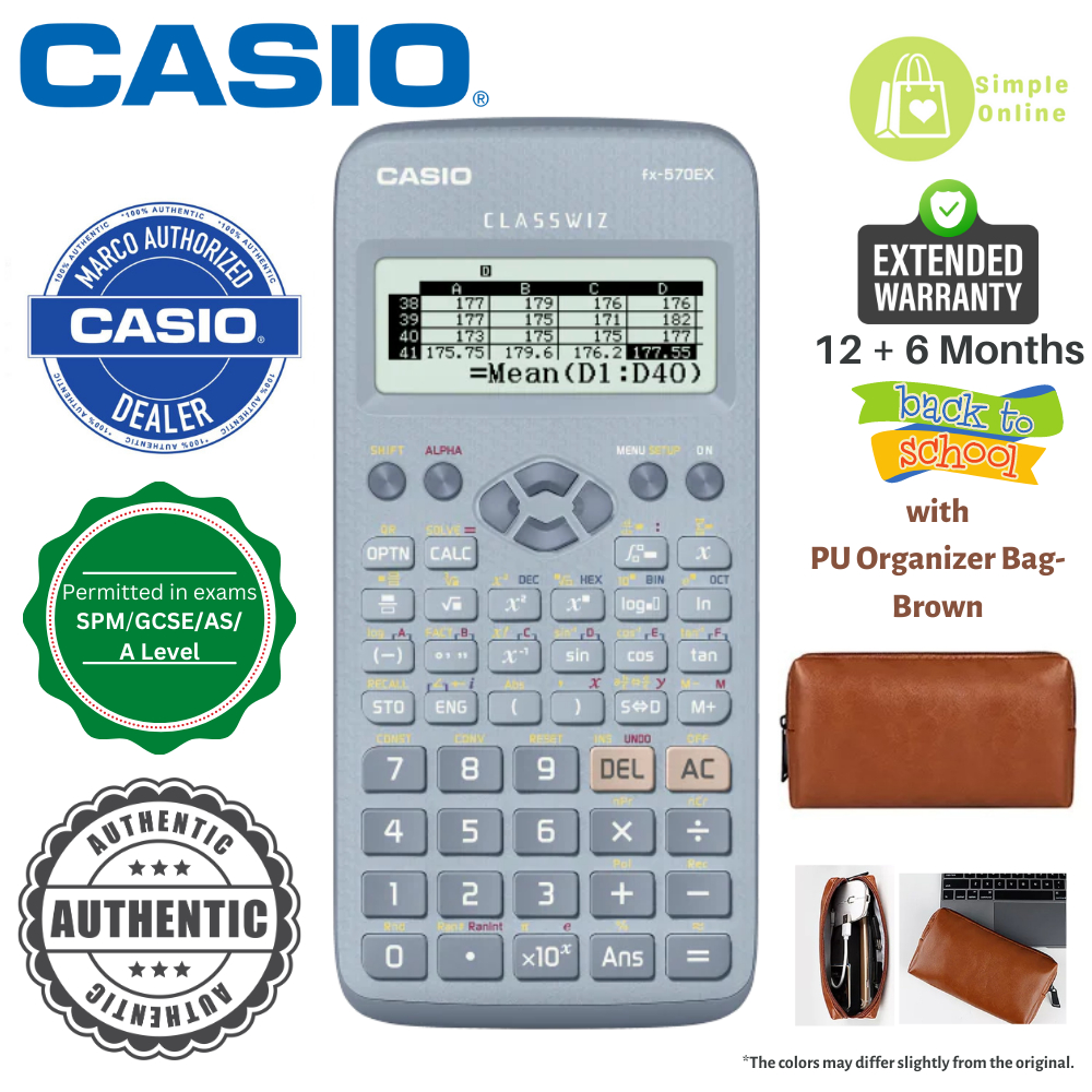 Genuine Casio FX-570EX-BU Blue ClassWiz Series Scientific Calculator ...