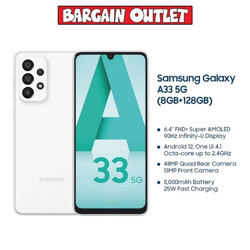 (OPEN BOX) Samsung Galaxy A33 5G (A336) (White) - 8GB RAM - 128GB ROM Octa Core (Awesome White ...