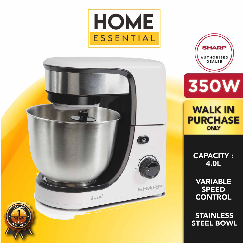 Sharp 350W 4.0L Stand Mixer with Stainless Steel Bowl EMS80WH | 300W 3 ...