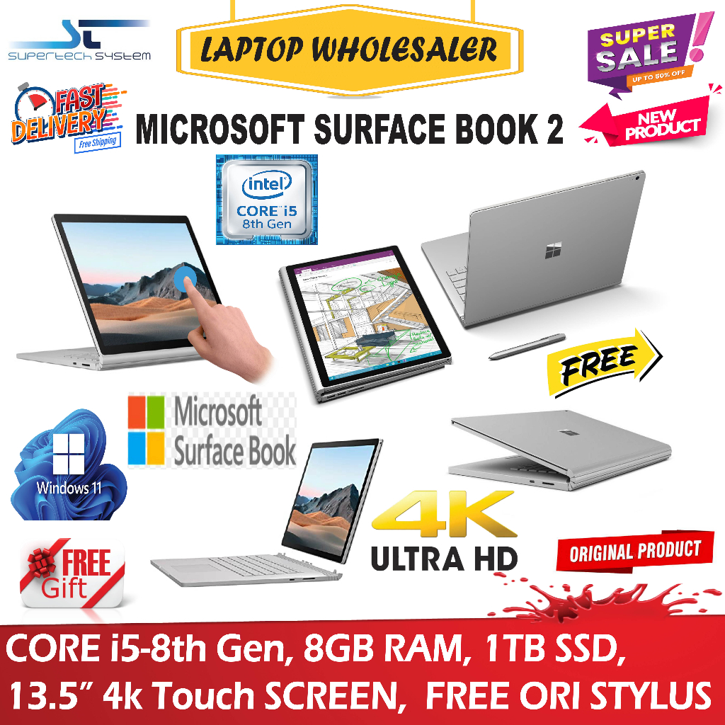 Microsoft Surface Book 2 (Core i5- 8th Gen,8GB RAM, 1TB SSD, 3.5" 4k ...
