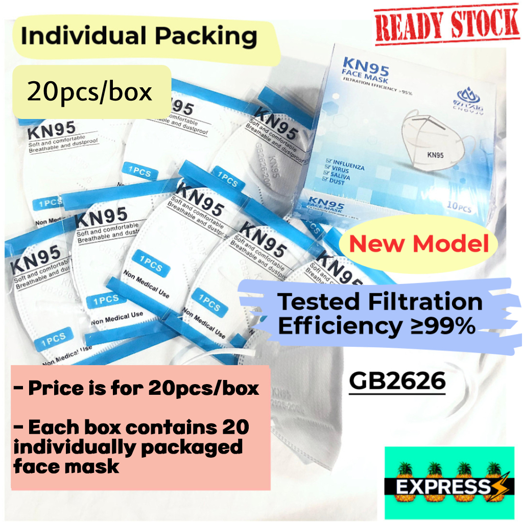 20pcs Premium Adult 5 Ply KN95 Face Mask (GB2626-2019) [Individual ...