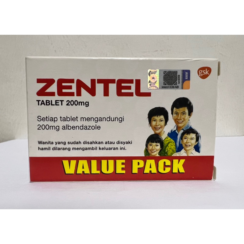 Value Pack Ubat Cacing Zentel Tablet 200mg (4 tablets) | Shopee Malaysia