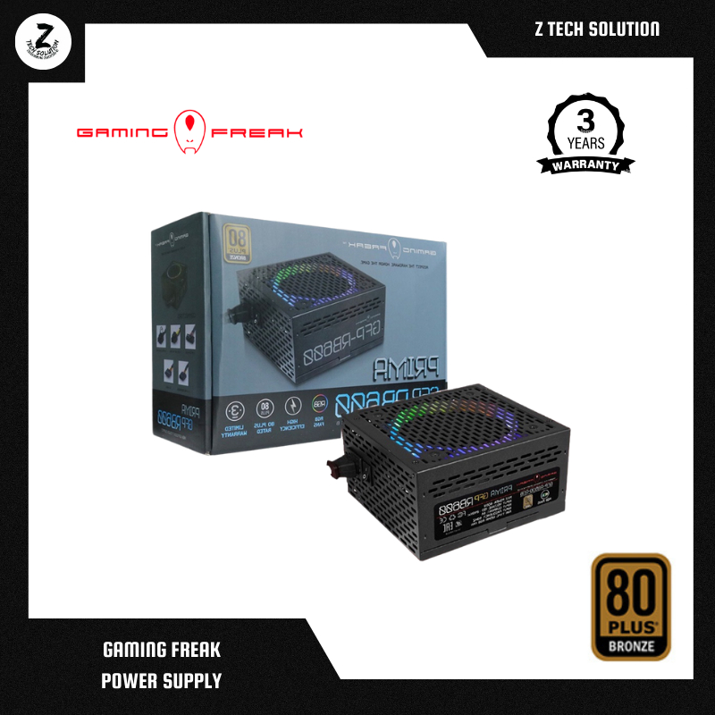Gaming Freak Prima RB500 / RB600 RGB LED 80+ Bronze Rating Power Supply ...