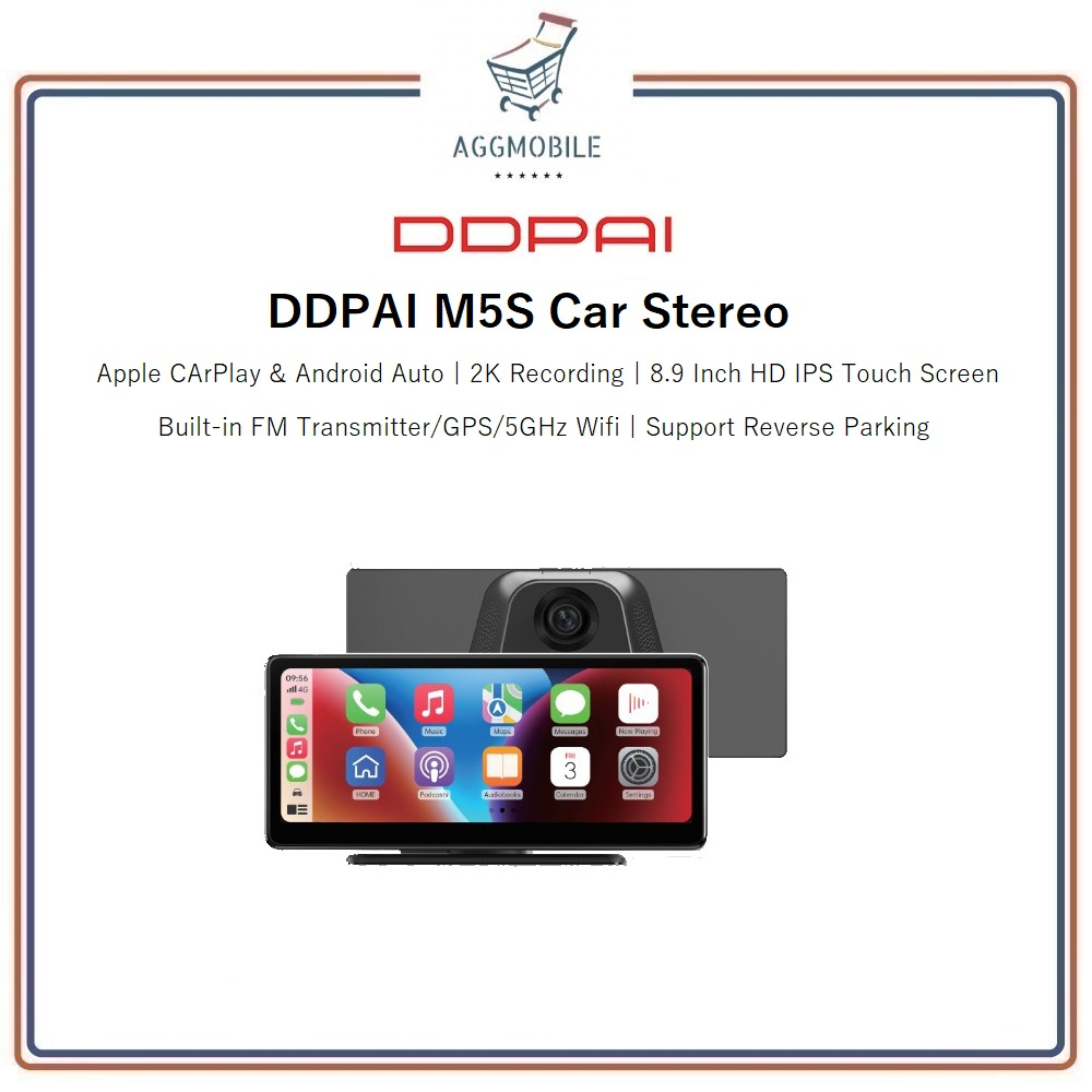 DDPAI M5S Car Stereo (Apple CarPlay & Android Auto | 2K Recording | 8.9 ...