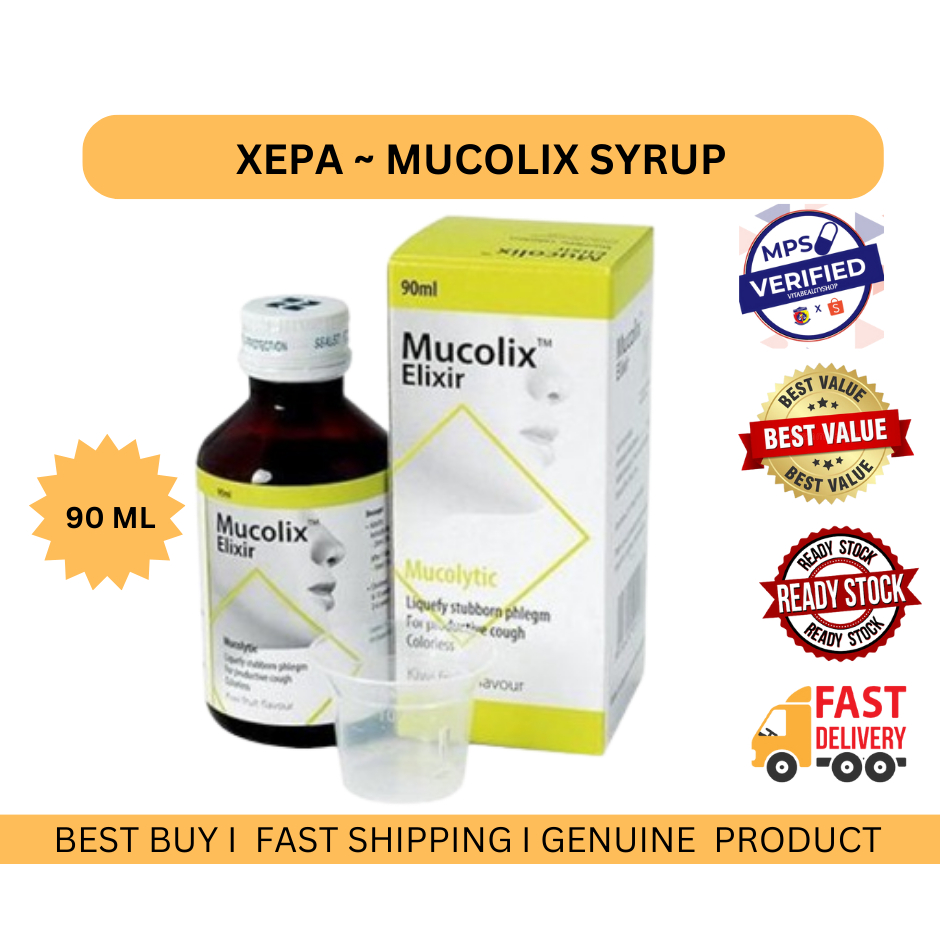 Mucolix Syrup 90mL (Batuk Berkahak Pekat Cough Phlegm) Exp: 9/2024 ...
