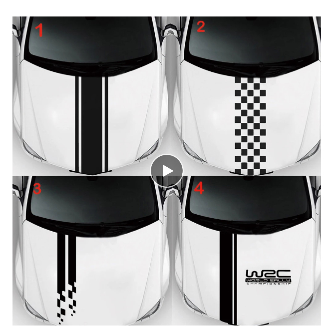 Trend 4 Style WRC Stripe Car Covers Vinyl Racing Sports Decal Head Car ...