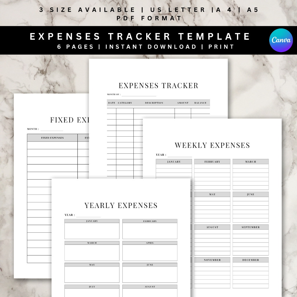 Income & Expense Tracker Printable PDF Business Financial Planner Bill ...