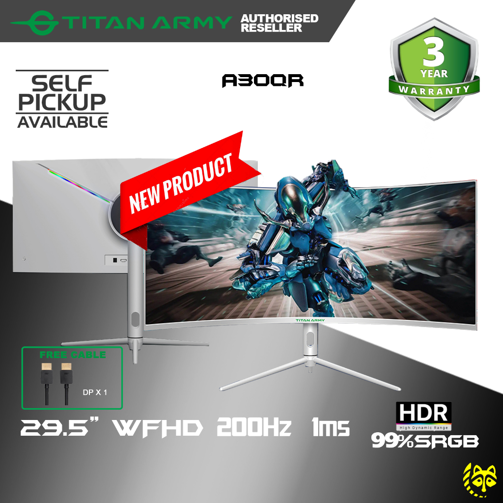 TITAN ARMY 30” Ultrawide UWFHD 200Hz 1ms 21:9 Gaming Monitor (A30QR VA ...
