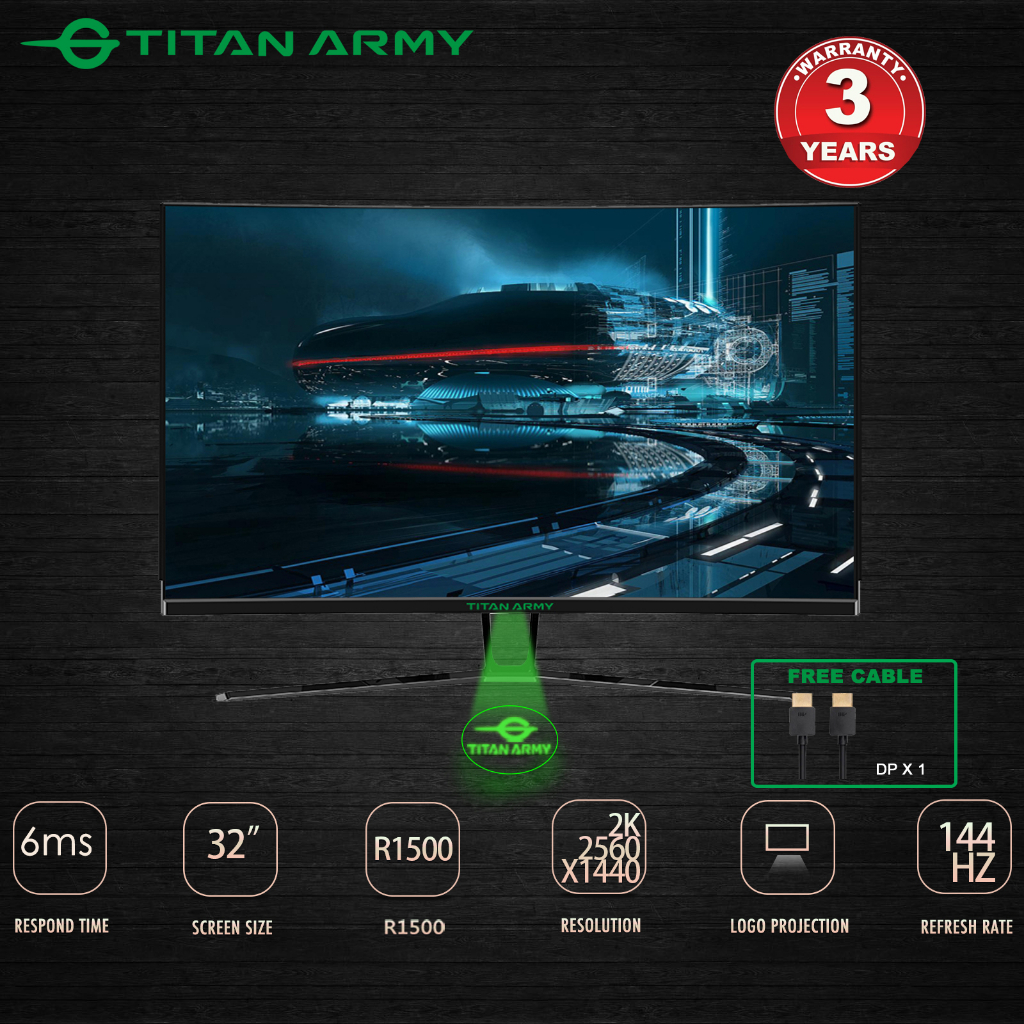 TITAN ARMY 32" Curved R1500 165Hz/144Hz 2K Samsung VA Gaming Monitor ...