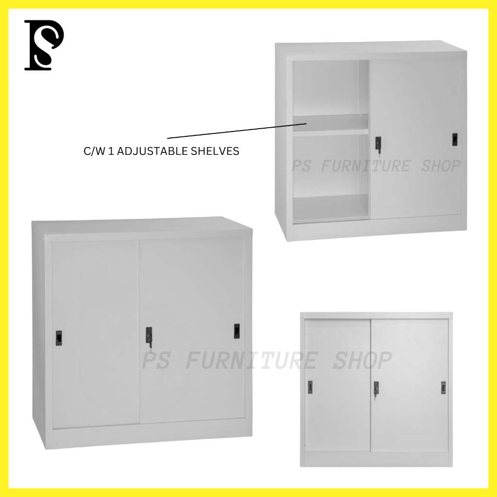 PS SHOP - Almari Besi / Metal Half Height Sliding Door Cabinet ...