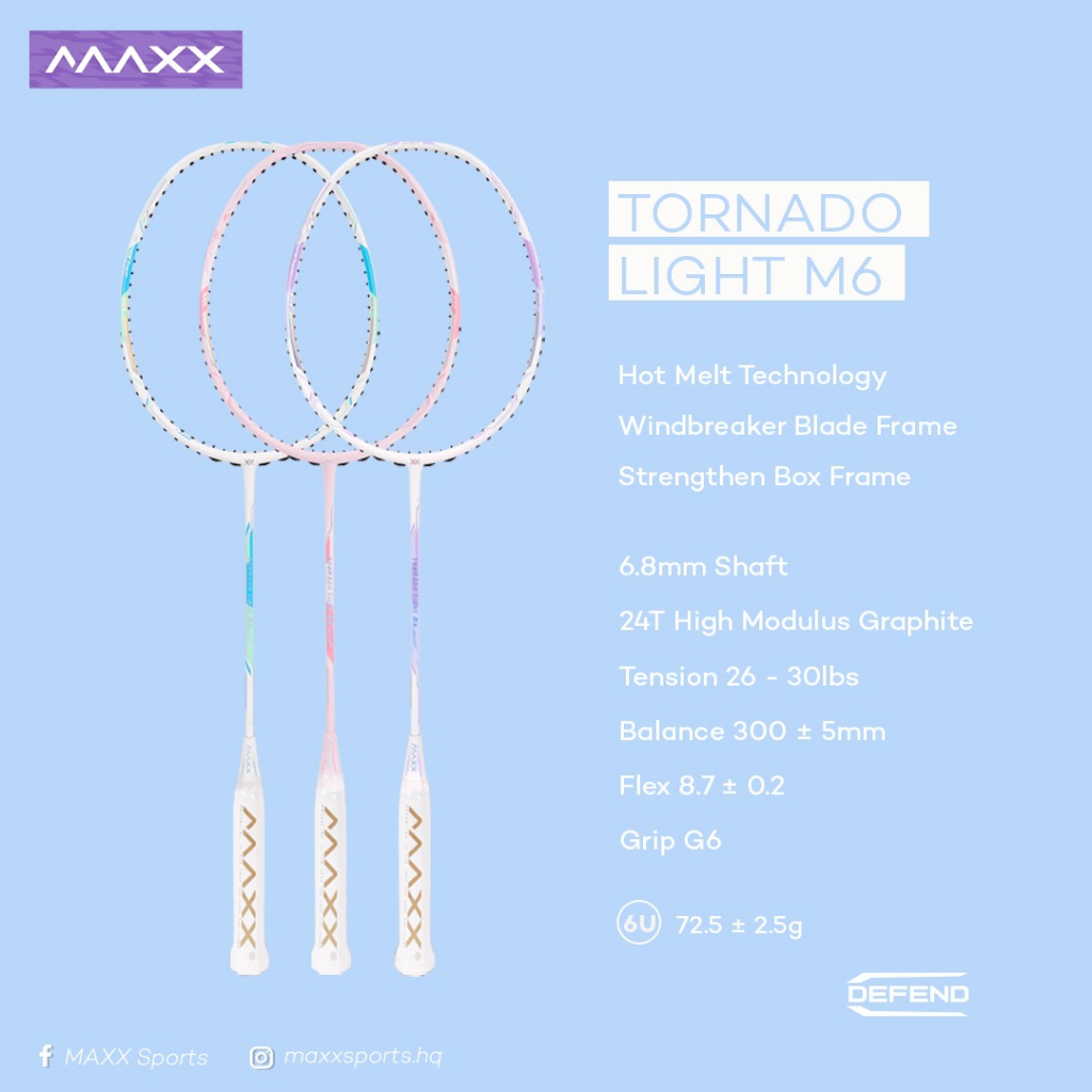Maxx Tornado Light M6 Badminton Rackets FREE GRIP | Shopee Malaysia
