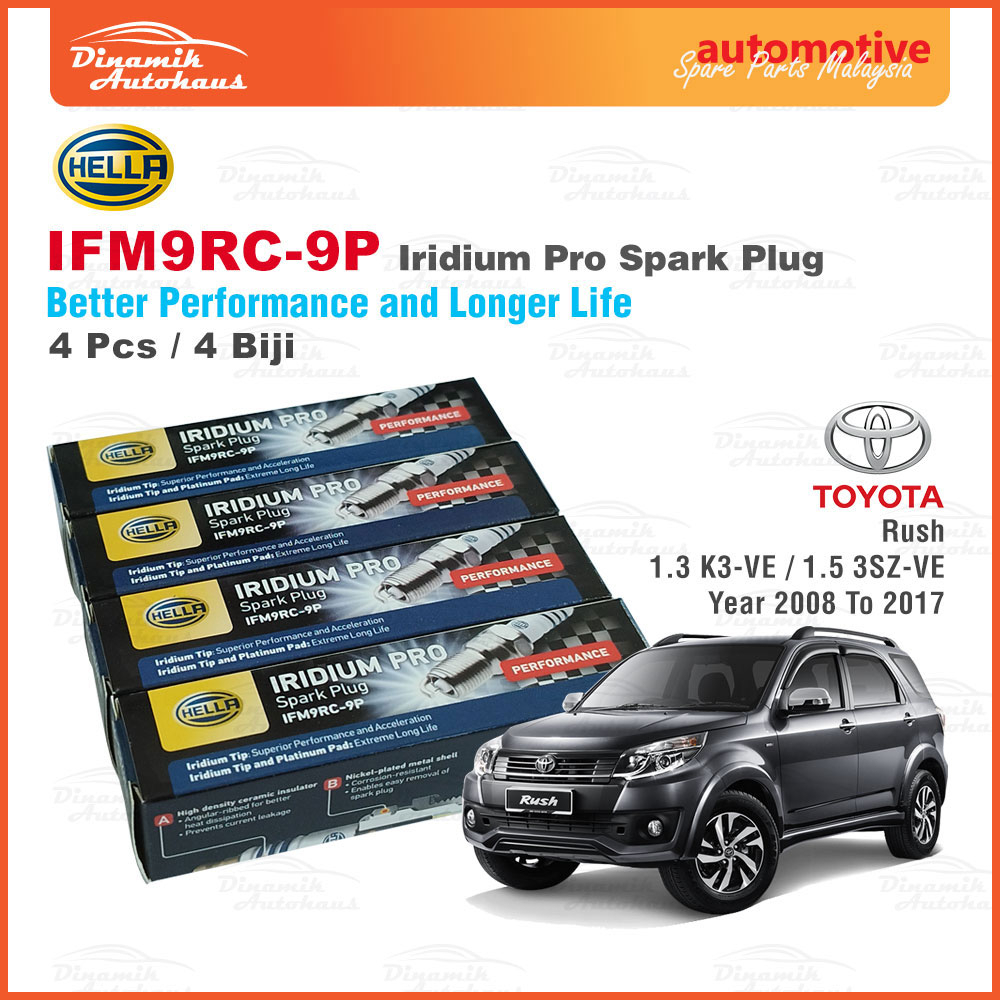 Toyota Rush 1.3cc K3VE / 1.5cc 3SZVE Year 2008 To 2017 Hella Iridium ...