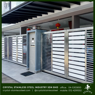 STACOS Aluminium Powder Coat Panel Folding Auto Gate Fencing Aluminium ...