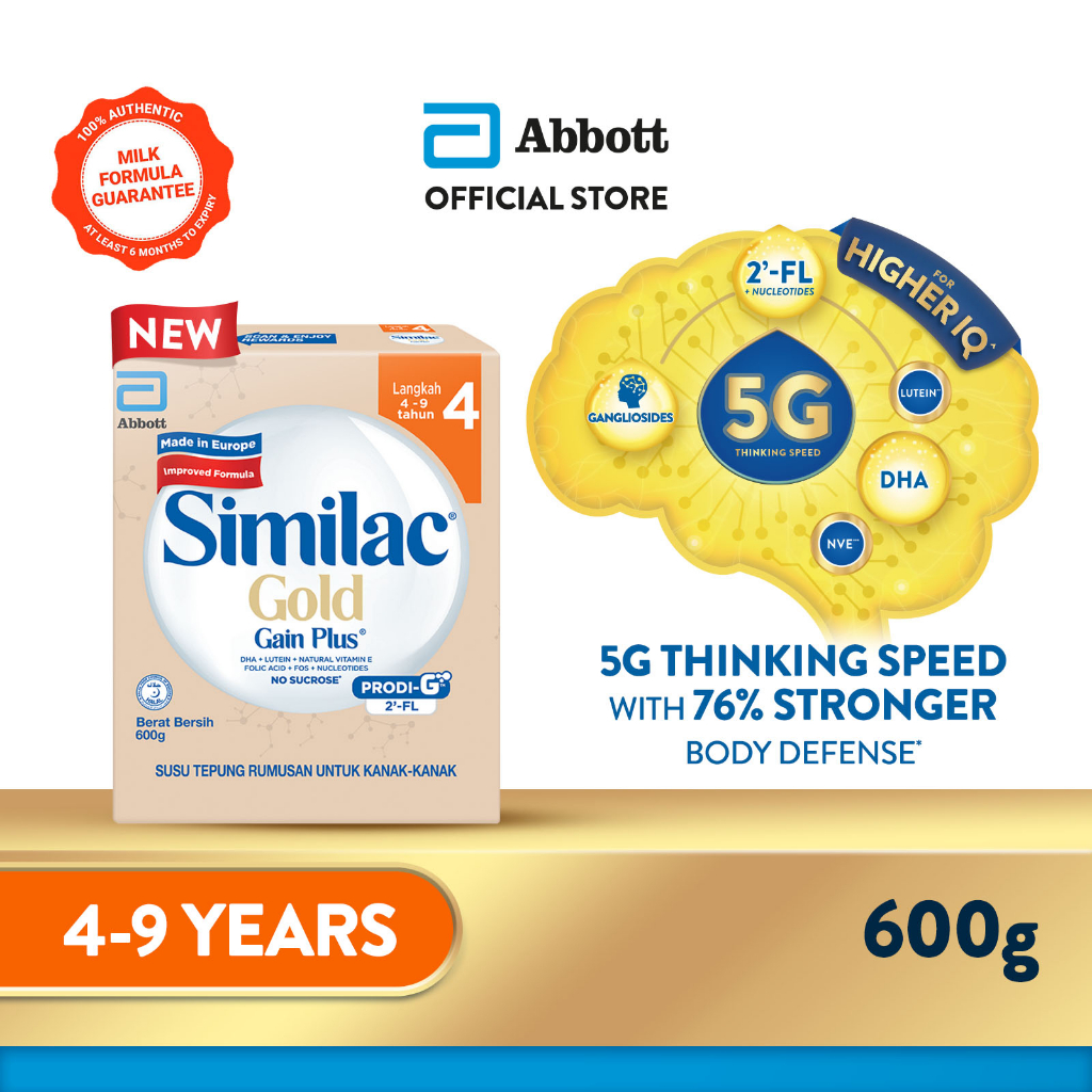 Similac Gold Gain Plus Step 4 Growing Up Milk for Faster Learning BIB ...