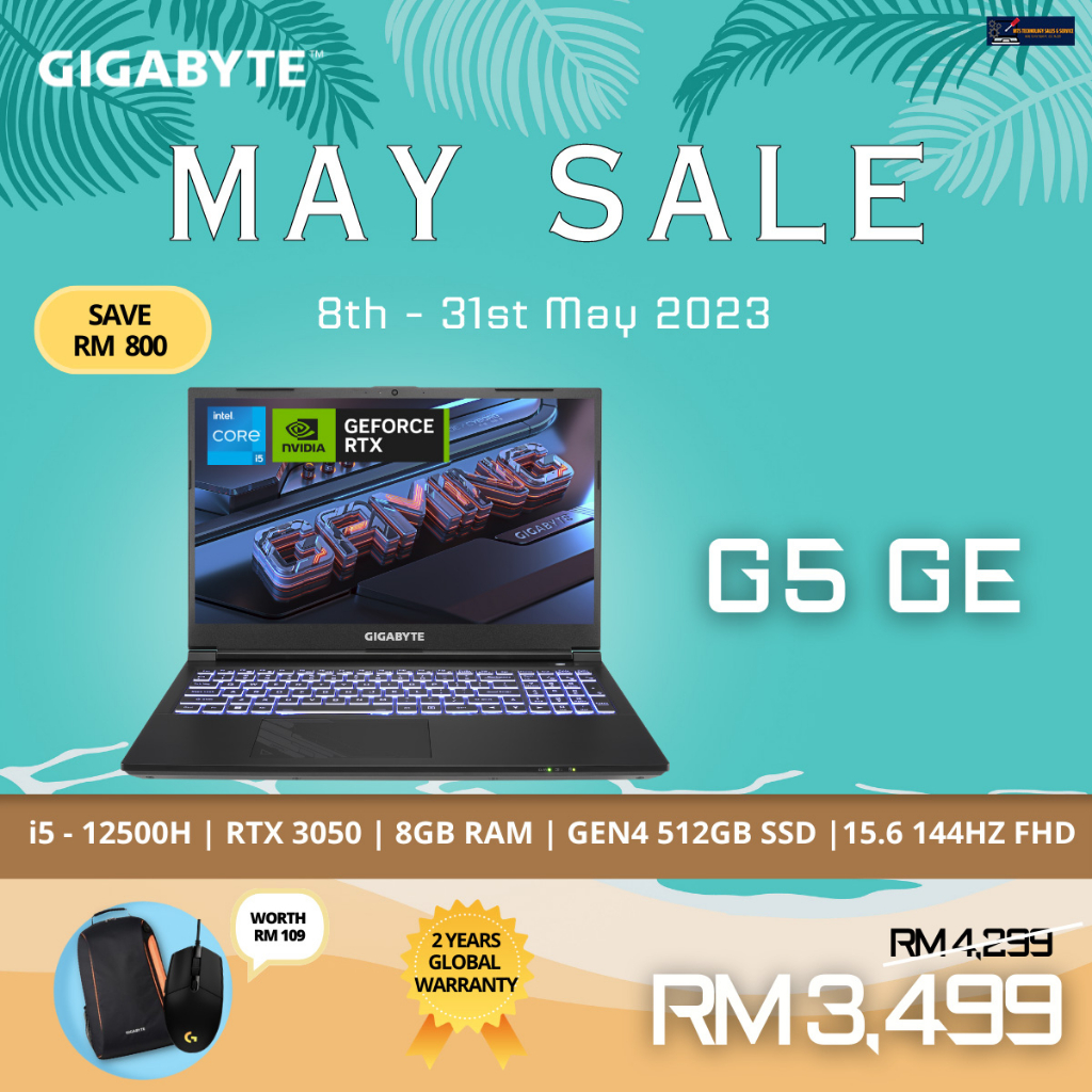 GIGABYTE G5 GE GAMING LAPTOP I5-12500H/8GB RAM DDR4/512GB SSD/15.6 FHD ...