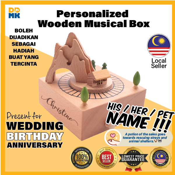 DDMK Custom Name Musical box Featuring Mountain Tunnel With Small ...