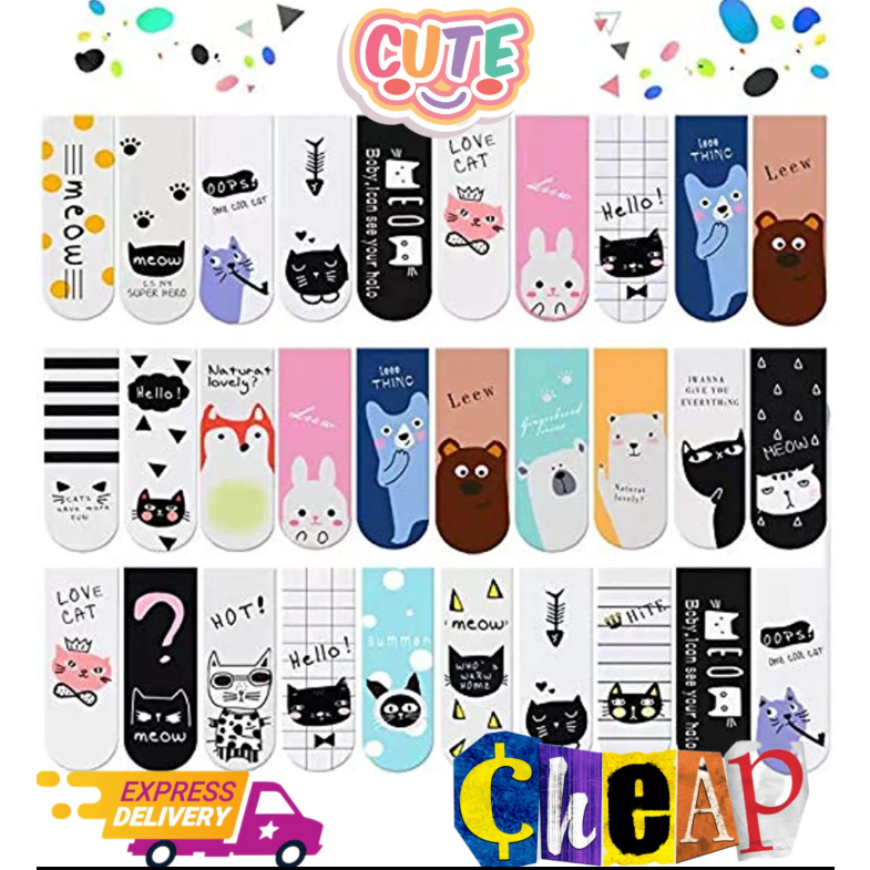 (UPDATED) 1PCS Cartoon Magnetic Paper Bookmark Double-Sided Cute ...