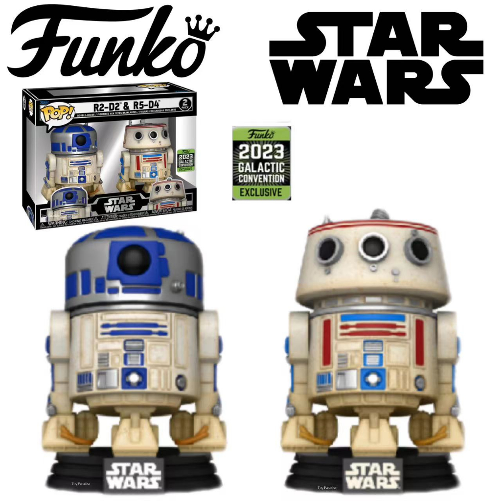 (Funko 2023 Galactic Convention Exclusive) Original Funko Pop Bobble-Head Figure R2-D2 & R5-D4 ...