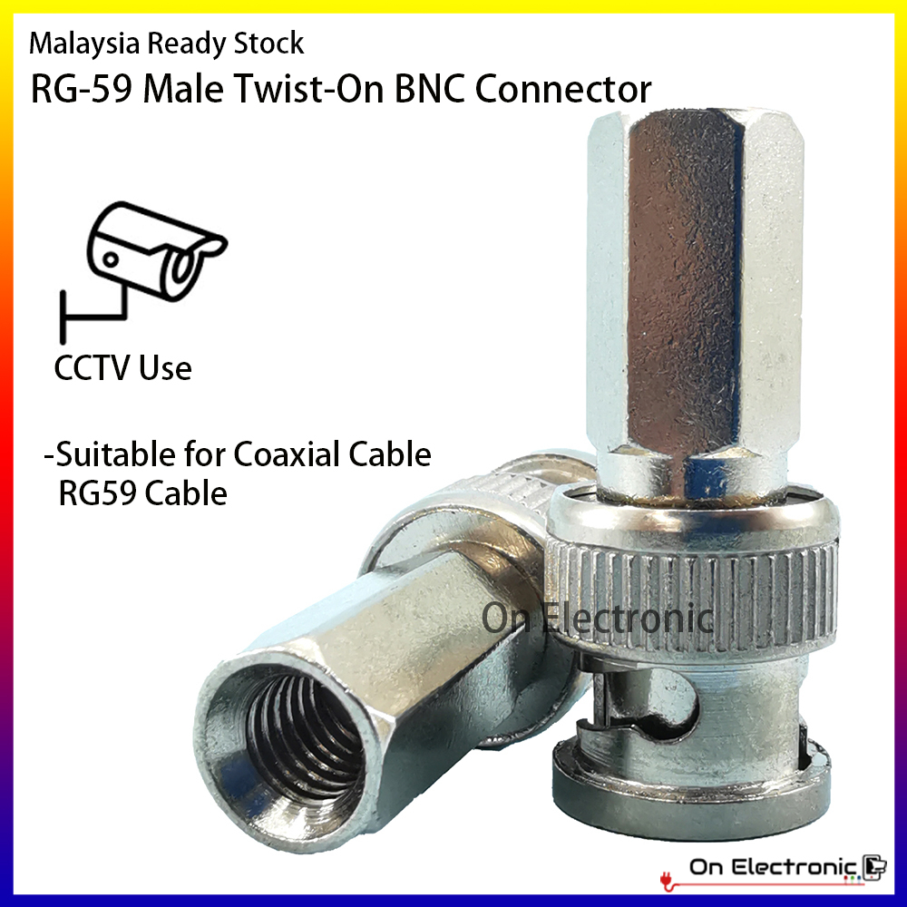 RG-59 Male Twist-On BNC Connector RG-59 adaptor for CCTV Camera ...