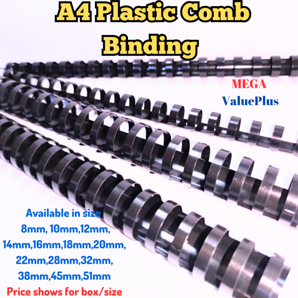 A4 Plastic Comb Binding Per Box (Black Colour)/ 50pcs/100pcs | Shopee ...