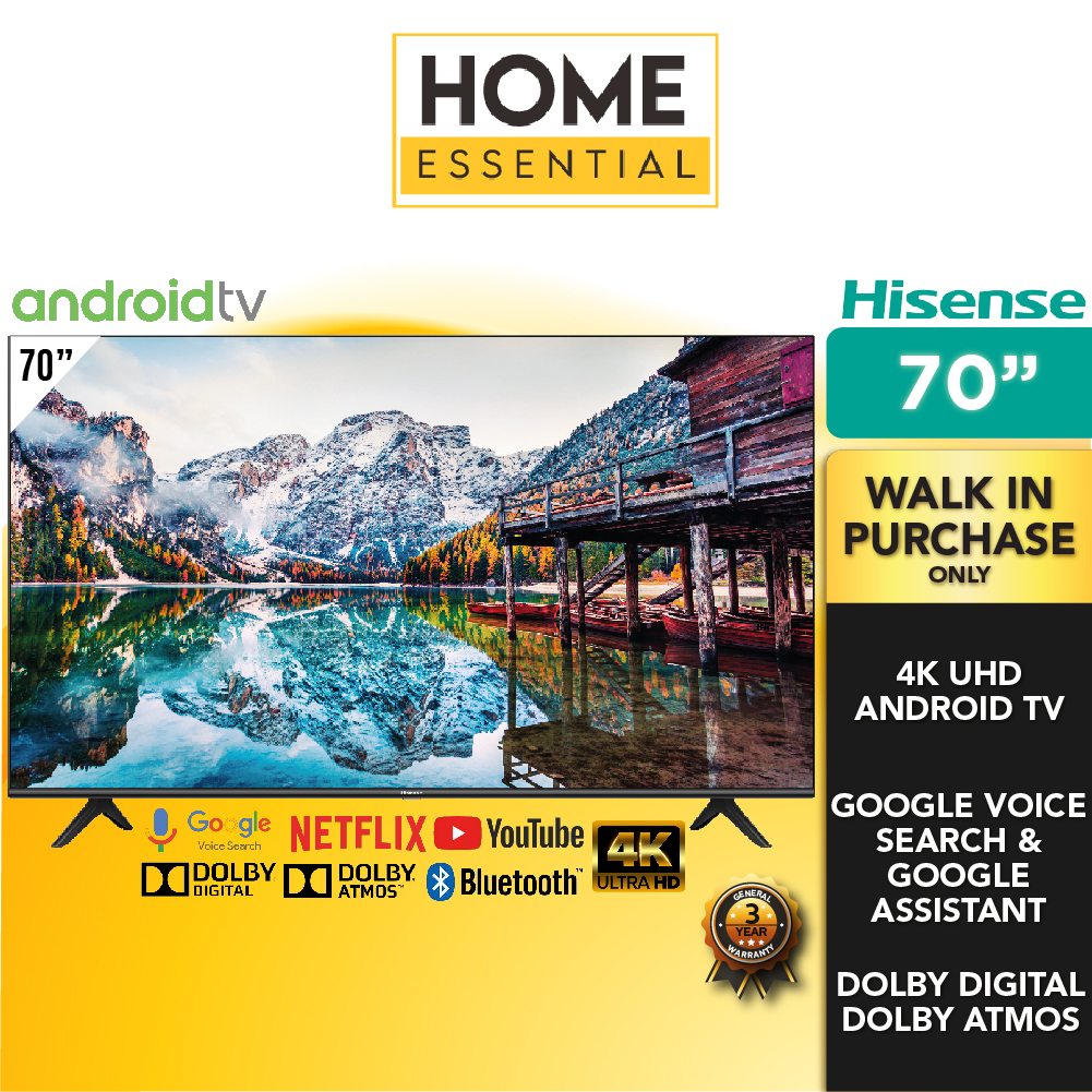 Hisense 70 Inch 4K UHD Android TV 70A6500G | Google Assistant | Dolby ...