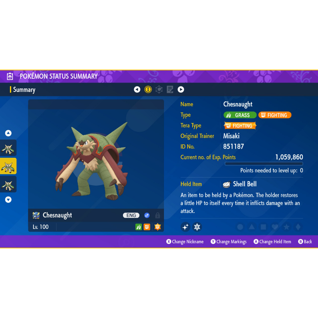 Pokemon Scarlet & Violet 6IV Shiny Chespin & Shiny Chesnaught Tera ...
