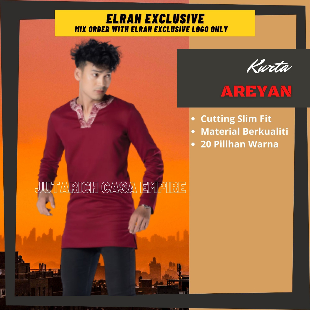 KURTA MODEN SLIM FIT AREYAN PART 1 by ELRAH EXCLUSIVE | Shopee Malaysia