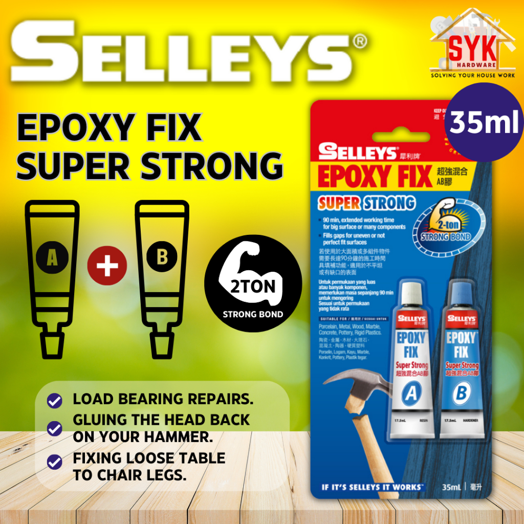 SYK Selleys 35ml A+B Epoxy Fix Super Strong 2 Ton Multipurpose ...