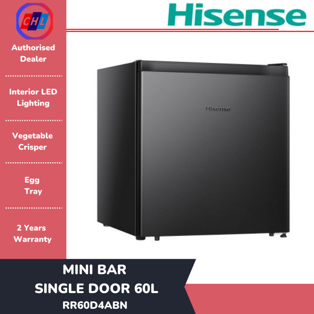 HISENSE (Ready Stock) MINI BAR SINGLE DOOR 60L RR60D4ABN - HISENSE ...