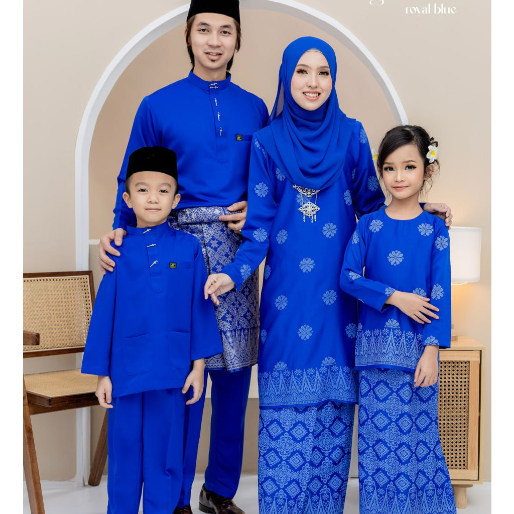 [ROYAL BLUE] SET FAMILY SEDONDON KURUNG SONGKET TABUR DAN BAJU MELAYU ...