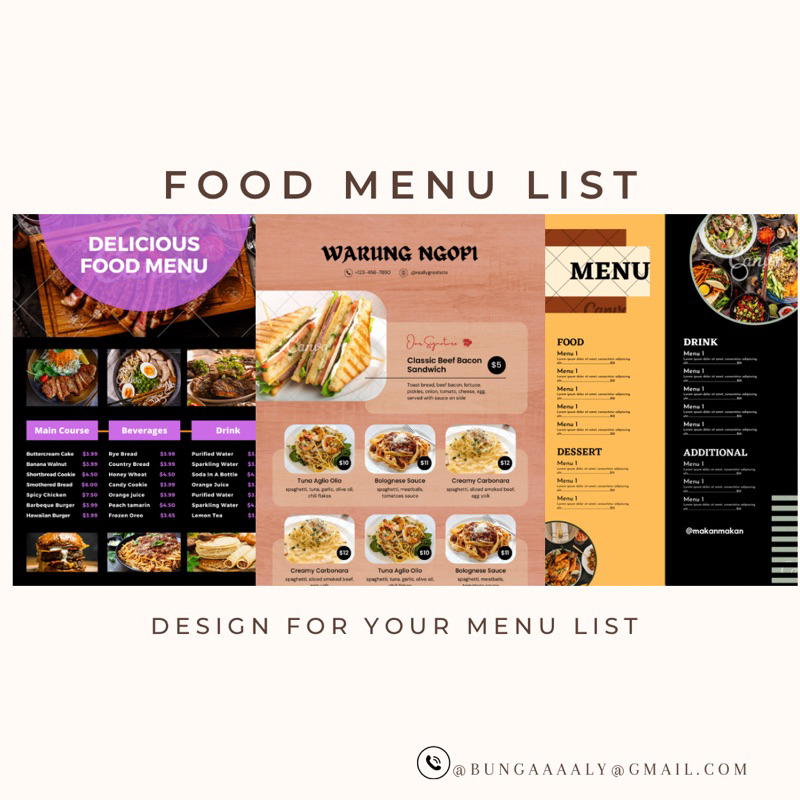 SERVIS DESIGN FOOD MENU LIST/MENU MAKANAN | Shopee Malaysia