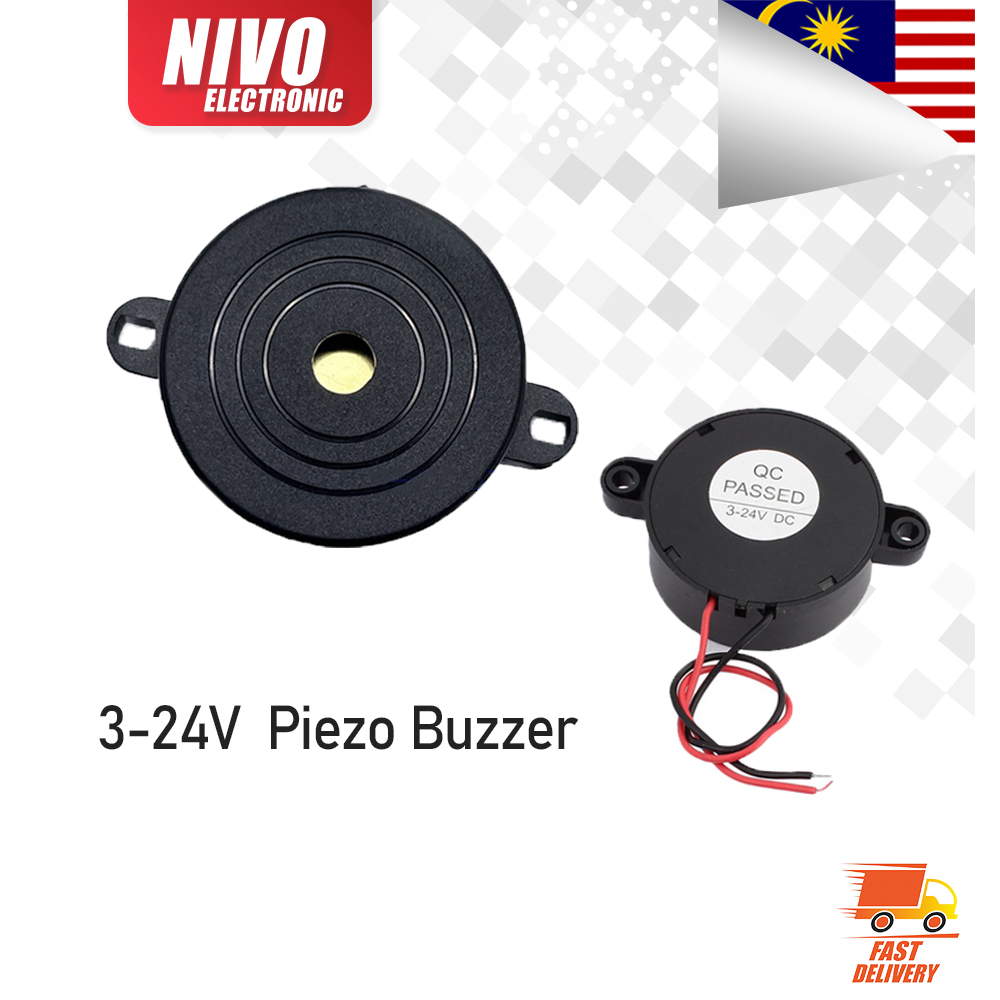 3-24V Piezo Electronic Buzzer Alarm 95DB Continuous Sound 12V (42MM) | Shopee Malaysia