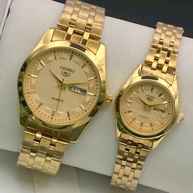 seiko 5 Quartz Analog luxurious couple set watches with free box ...
