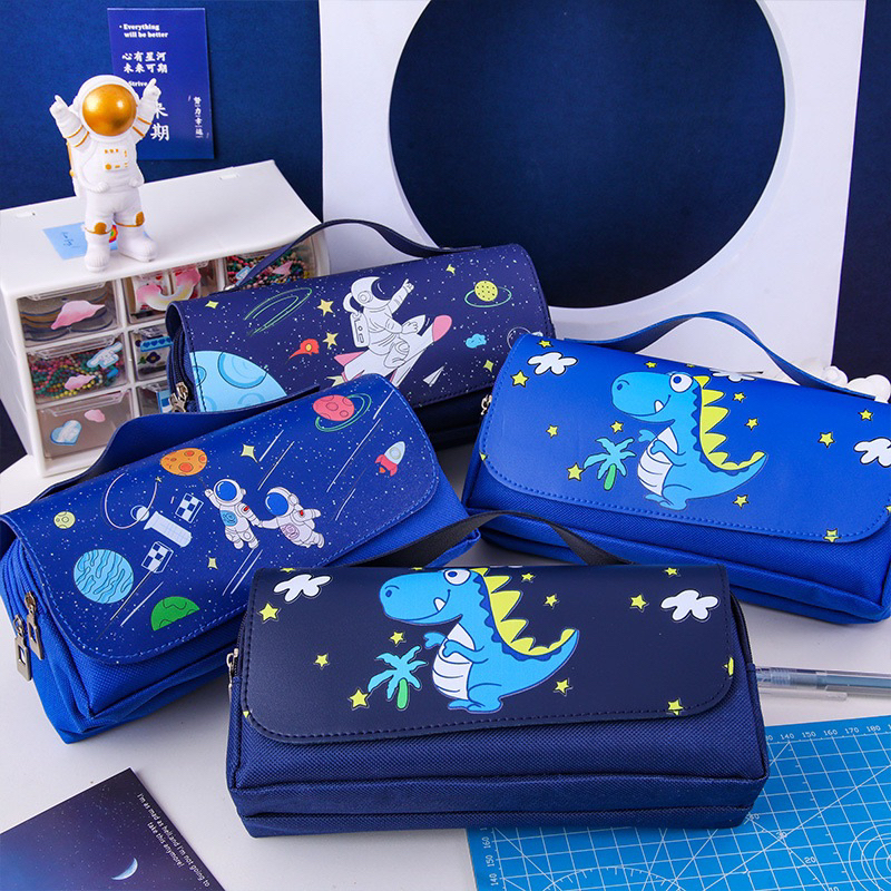 Dinasours Astronaut pencil case Stationery Box Large Capacity Multi ...