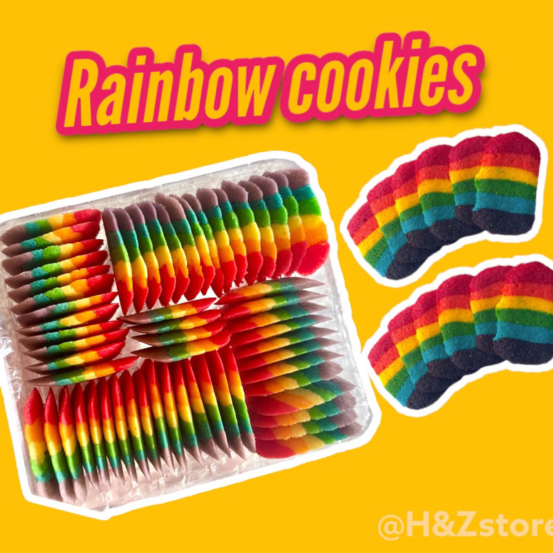 Rainbow cookies , biskut pelangi , biskut lidah kucing , cat toungue ...