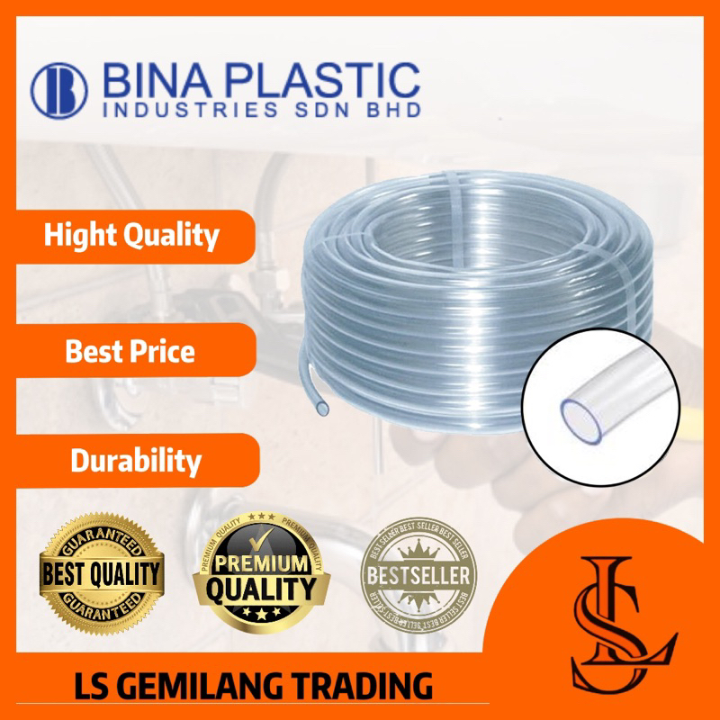 BINA PLASTIC (15m)(30m) 10MM PVC Clear Hose Pipe | Plastic Pipe ...