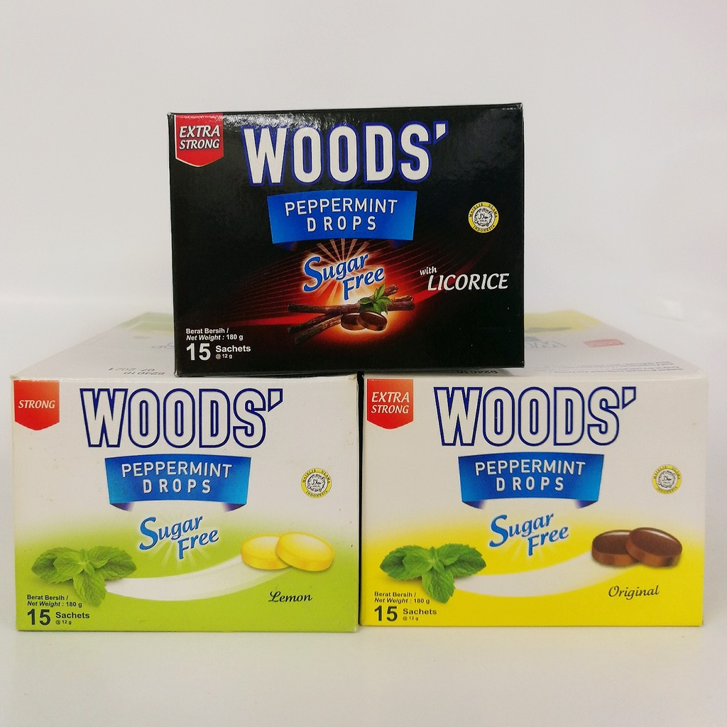 Woods' Peppermint Drops Sugarfree (12gx15s) (Original/Licorice/Lemon ...