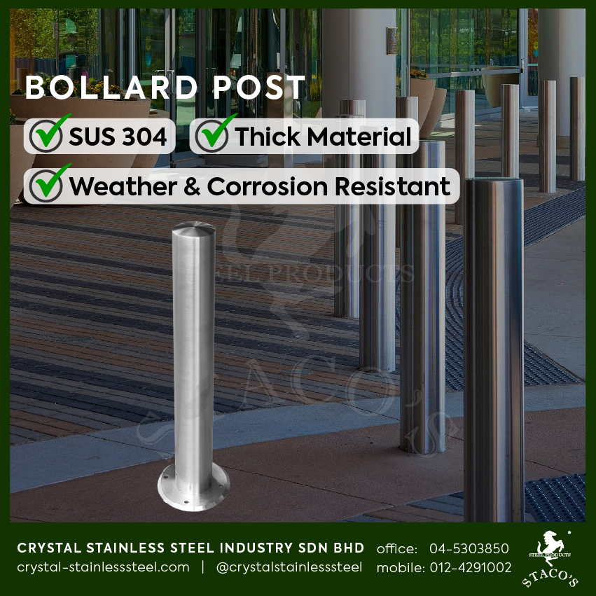 STACOS Stainless Steel 304 Heavy Duty Bollard Post Outdoor Garden ...